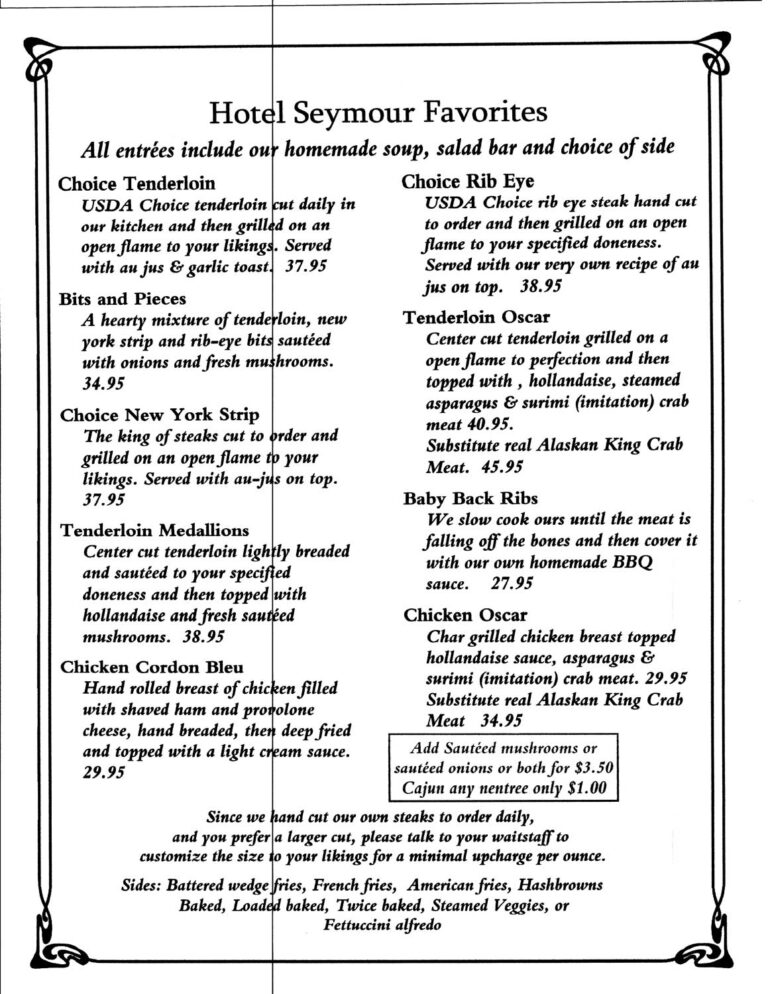 Menu - Hotel Seymour Supperclub